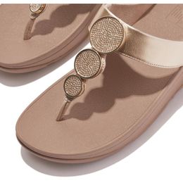 fitflop Damen Dianette &raquo;HALO BEAD-CIRCLE METALLIC TOE-POST SANDALS&laquo; Pool Slides, Pantolette mit d&auml;mpfender Zwischensohlentechnologie 38