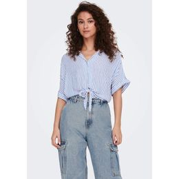 Only Damen Only Kurzarmbluse &raquo;ONLPAULA LIFE S/S TIE SHIRT WVN NOOS&laquo; Viskose, regular fit blau XL