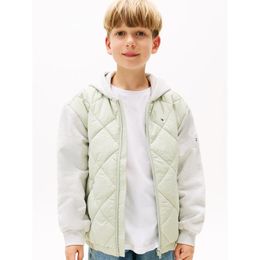 Tommy Hilfiger Herren Steppjacke &raquo;MIX MEDIA QUILTED JACKET&laquo; mitKapuze f&uuml;r Kinder bis 16 Jahre, Material-Mix gr&uuml;n 10 (140)