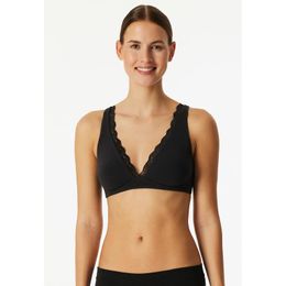 Schiesser Damen B&uuml;gelloser BH &raquo;Unique Cotton&laquo; Spitzenband am Dekollet&eacute;, Baumwollmischung, gemoldete Cups schwarz 80, Cup B