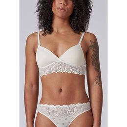 Skiny Damen Soft-BH &raquo;Bamboo Lace&laquo; herausnehmbare Pads, ohne B&uuml;gel, weich, bequem, elastisch wei&szlig; 40, Cup C/D