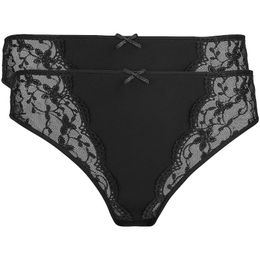 Nina von C. Damen Jazz-Pants Slips &raquo;"Silver Edition"&laquo; 2er Pack, eng, elastisch, bequem, feminin, mit Spitze, mit Schleife schwarz 38