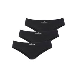 Copenhagen Studios Damen Bikinislip &raquo;mit Logodruck am Bund&laquo; 3er-Pack, aus softer Bio-Baumwollqualit&auml;t schwarz S (36)