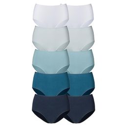 Petite Fleur Damen Petite Fleur Taillenslip 10er-Pack, aus elastischer Baumwolle blau 32/34