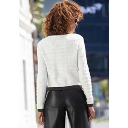 Lascana Damen Lascana Strickjacke mit dezentem Lurexgarn, Kontrastb&uuml;ndchen, casual-chic, elegant schwarz 32/34