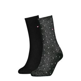 Tommy Hilfiger Damen Socken &raquo;TH WOMEN SOCK DOT 2P&laquo; 2 Paar, 2 Paar tlg. mit feinem Rippenb&uuml;ndchen und Logostickerei schwarz 35-38