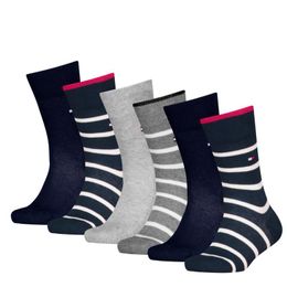 Tommy Hilfiger Herren Socken &raquo;TH KIDS SOCK 6P BRETON STRIPE ECOM&laquo; 6 Paar, gestreift und uni blau 39-42