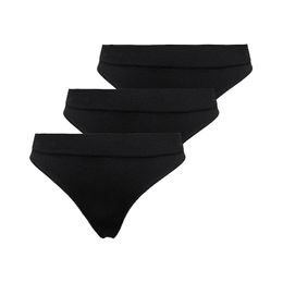 Only Damen Only T-String &raquo;ONLVICKY RIB S-LESS THONG 3-PK NOOS&laquo; Packung, 3 Stk. schwarz S, 3 Stk.
