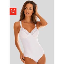 Nuance Damen Body mit feinen Borten und Spitzeneinsatz wei&szlig; 75, Cup E