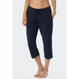 Schiesser Damen 3/4-Hose &raquo;Mix + Relax&laquo; seitliche Taschen, Bindeband blau 34, N-Gr