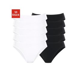 Petite Fleur Damen Petite Fleur Bikinislip 10er-Pack, aus elastischer Baumwolle schwarz-wei&szlig; 32/34