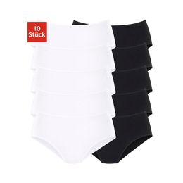 Petite Fleur Damen Petite Fleur H&uuml;ftslip 10er-Pack, aus elastischer Baumwolle schwarz-wei&szlig; 40/42