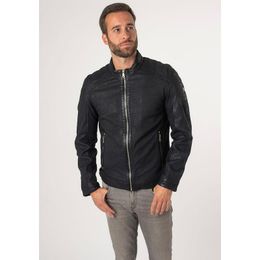 Mauritius Herren Lederjacke &raquo;MMChesney&laquo; mit Rei&szlig;verschluss, Rei&szlig;verschlusstaschen, Ziersteppung blau 4XL Trachtenmode