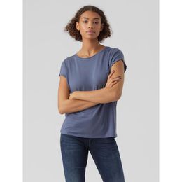 V&eacute;ro Moda Vero Moda Damen Rundhalsshirt &raquo;VMAVA PLAIN SS TOP GAJRS NOOS&laquo; Materialmix, regular fit blau M