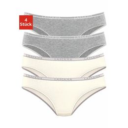 Lascana Damen Lascana Slip 4er-Pack, aus elastischer Baumwoll-Qualit&auml;t grau 32/34