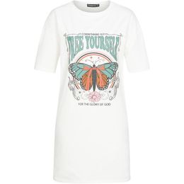 Cloud 5ive Damen CLOUD 5IVE T-Shirt &raquo;CLOUD 5IVE T-Shirt-Kleid mit Free Yourself Butterfly Print&laquo; 1 Stk. XS