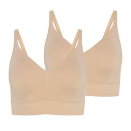 Jockey Damen Bralette &raquo;Light Lift Seamfree&laquo; 2er Pack, ohne B&uuml;gel, ohne Seitenn&auml;hte, Schaumstoff-Cups beige L, N-Gr