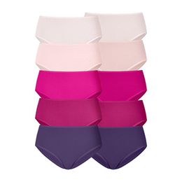 Petite Fleur Damen Petite Fleur H&uuml;ftslip 10er-Pack, aus elastischer Baumwolle lila 32/34