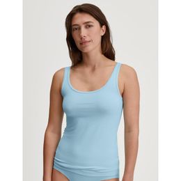Calida Damen Calida Tanktop &raquo;Essential Cotton&laquo; Baumwoll-Mix, Single Jersey, elastisch, Rundhalsausschnitt blau XS (36/38)