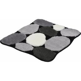 Kleine Wolke Badematte &raquo;Stone&laquo; H&ouml;he 15 mm rutschhemmend beschichtet fu&szlig;bodenheizungsgeeignet Badteppich, Stein Optik, Hoch-Tief Effekt, waschbar schwarz Kunstfaser