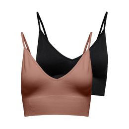 Only Damen Only Bustier &raquo;ONLVICKY &ndash; BH-Tops mit geripptem Detail im 2er-Pack&laquo; Packung, 2er-Pack, 2 Stk. figurbetont, modisch, Materialmix, Jersey, 