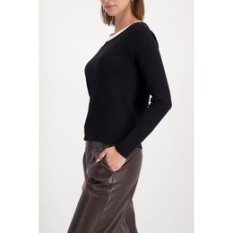 monari Damen Langarmshirt &raquo;Shirt Basic Rippe 2in1&laquo; Regular fit mit Rundhalsausschnitt schwarz 46