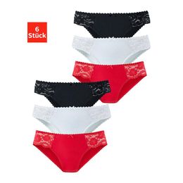 Petite Fleur Damen Petite Fleur Jazz-Pants Slips 6er-Pack, aus elastischer Baumwoll-Qualit&auml;t rot 32/34
