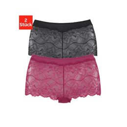Vivance Damen Panty 2er-Pack, weiches Microfaser B&uuml;ndchen und zarte Spitze rot 32/34