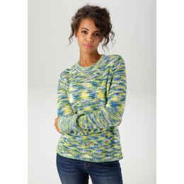 Aniston Casual Damen Aniston CASUAL Strickpullover aus trendigem Multicolor-Garn -jedes Teil ein Unikat wei&szlig; 40