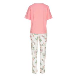 Lascana Damen Lascana Pyjama 2 tlg. mit elegantem Blumenmuster rosa 32/34