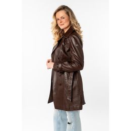 Mauritius Damen Ledermantel &raquo;GWTaresa&laquo; mit Bindeg&uuml;rtel, 2 Stk. Leder-Trenchcoat mit Bindeg&uuml;rtel braun 46 (XXXL) Trachtenmode