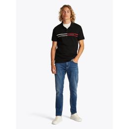 Tommy Jeans Damen Poloshirt &raquo;TJM SLIM CHEST FLAG POLO&laquo; Mit Rundhalsausschnitt schwarz M