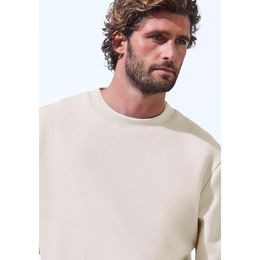 John Devin Herren Sweatshirt, Langarm, Pullover mit Struktur, Rundhals, Baumwollmischung beige S (44/46)