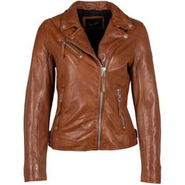 Mauritius Damen Lederjacke &raquo;MWPaige&laquo; im Biker-Style asymetrischem Rei&szlig;verschluss, Reverskragen braun XS Trachtenmode
