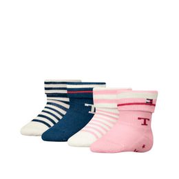 Tommy Hilfiger M&auml;dchen Socken &raquo;TH BABY SOCK 4P FOLD OVER STRIPE ECOM&laquo; 4er Pack rosa 23-26