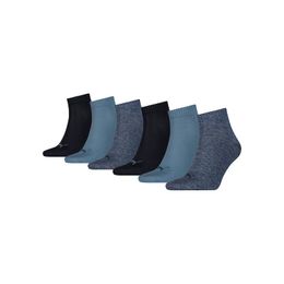 Puma Damen Puma Kurzsocken &raquo;Puma UNISEX QUARTER PLAIN 6P ECOM&laquo; 6 Paar, 6 Paar tlg. mit Rippb&uuml;ndchen blau 35-38