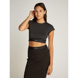 Calvin Klein Underwear Damen T-Shirt &raquo;RIB CROP TEE&laquo; mit extra kurzem Schnitt schwarz L (40)