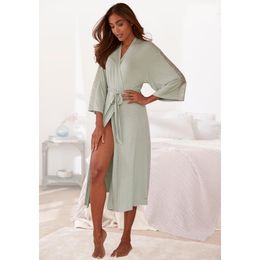 Lascana Damen Lascana Kimono mit Spitzendetails gr&uuml;n 36/38