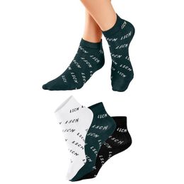 Lscn By Lascana Damen LSCN by LASCANA Kurzsocken Packung, 3 Stk. tlg. all over Logo Schriftzug schwarz 35-38