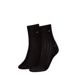 Tommy Hilfiger Herren Kurzsocken &raquo;TH WOMEN SHORT SOCK 2P SHINE&laquo; 2 Paar, mit feinem Rippendetail schwarz 39-42