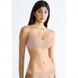 Sloggi Damen Sloggi Soft-BH &raquo;GO Daily Cotton&laquo; Glanz-Effekt Details, tiefer V-Ausschnitt, ohne B&uuml;gel beige XXL, N-Gr