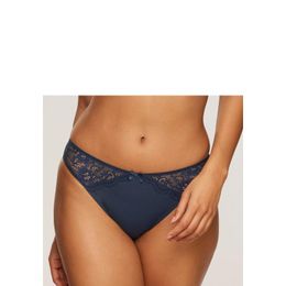 Nuance Damen Slip aus weichem Microtouch-Material mit Spitzeneins&auml;tzen, Basic blau 44/46