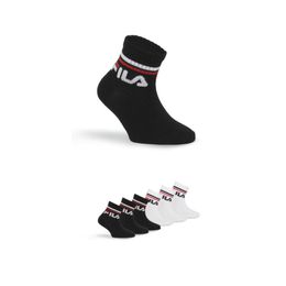 Fila Herren Kurzsocken &raquo;JUNIOR UNISEX QUARTER PLAIN SOCKS&laquo; 6 Stk. tlg. mit eingestricktem Logo im B&uuml;ndchen, Kindersocken schwarz-wei&szlig; 23-26