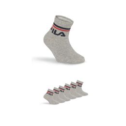 Fila Herren Kurzsocken &raquo;JUNIOR UNISEX QUARTER PLAIN SOCKS&laquo; 6 Paar tlg. mit eingestricktem Logo im B&uuml;ndchen, Kindersocken grau 31-34