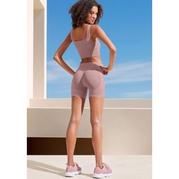 Lascana Damen Lascana Funktionsshorts &raquo;Po Push Up&laquo; mit Rippstruktur und Shapingeffekt, Sportshorts lila XS (32/34), N-Gr