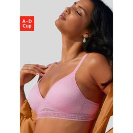 Lascana Damen Lascana Bralette-BH &raquo;Freya&laquo; ohne B&uuml;gel mit eingearbeitetem Push-up Kissen, Dessous pink 80, Cup C