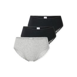 Schiesser Damen Brasilslip &raquo;Modern Multipacks&laquo; 3er Pack, Spitzenb&auml;nder, Single-Jersey, Baumwollmischung 40