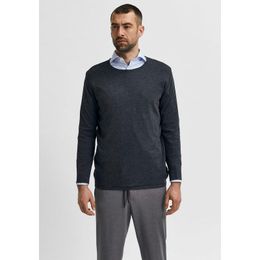 Selected Herren Selected Rundhalspullover &raquo;SLHROME LS KNIT CREW NECK NOOS&laquo; grau S
