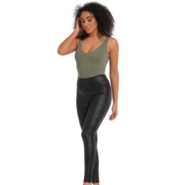 MAGIC BODYFASHION Damen MAGIC BODYFASHION Leggings &raquo;Leather Look Legging&laquo; hoch tailliertes Design, keine vordere Mittelnaht schwarz M, N-Gr