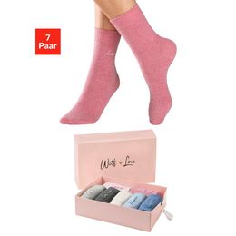 Lascana Damen Lascana Basicsocken Box, 7 Stk. tlg. mit hochwertiger Logo Stickerei bunt 39-42